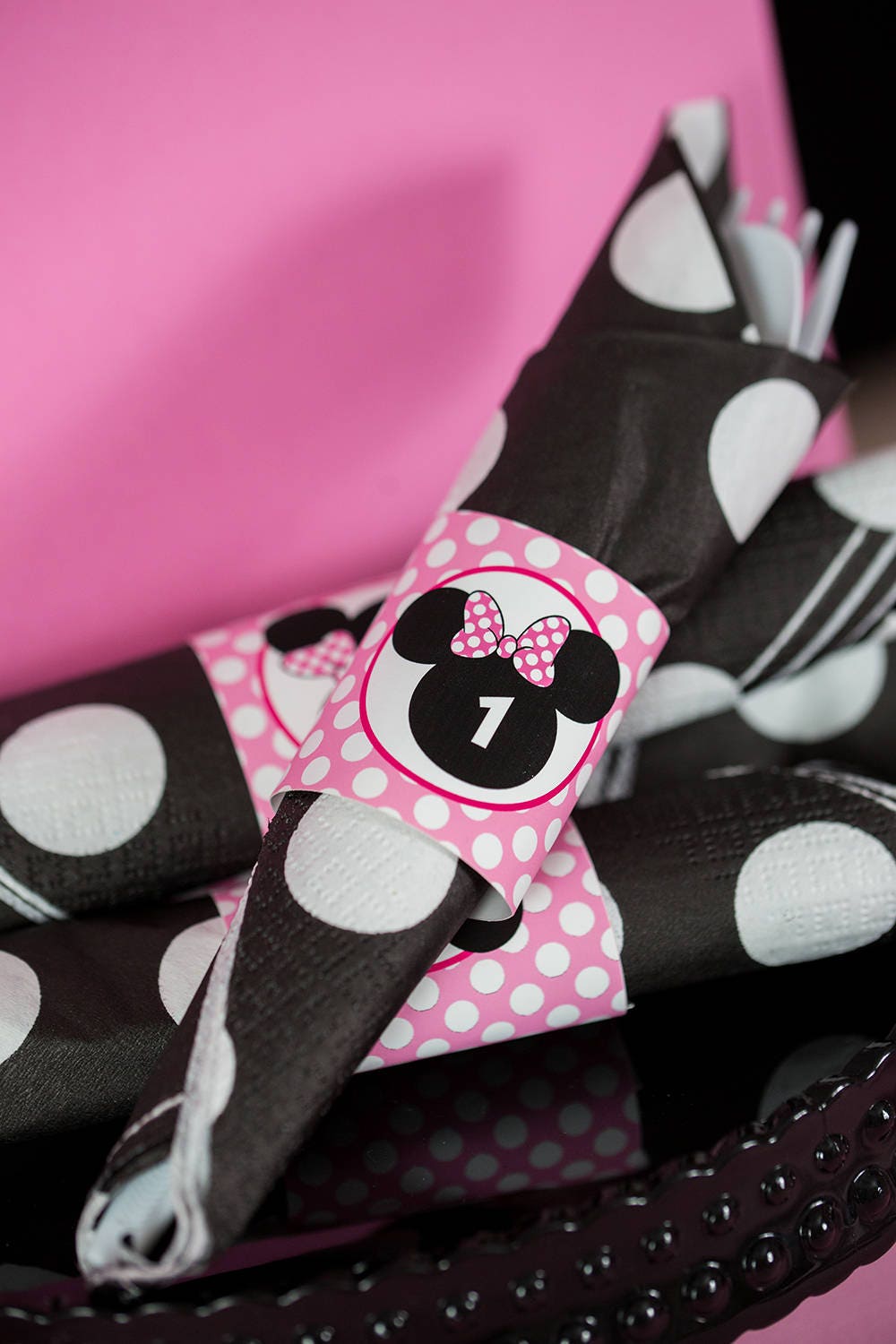 Minnie Mouse Napkin Ring - Printable Minnie Party Silverware Wrapper ...