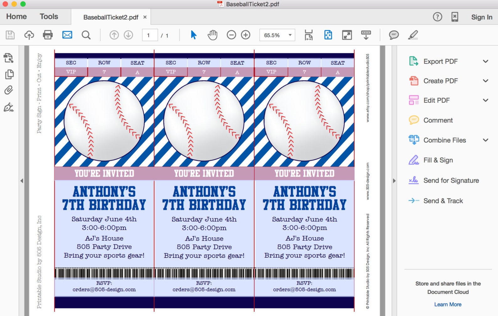 Baseball Party Ticket Invitation Instant Download Printable - Etsy