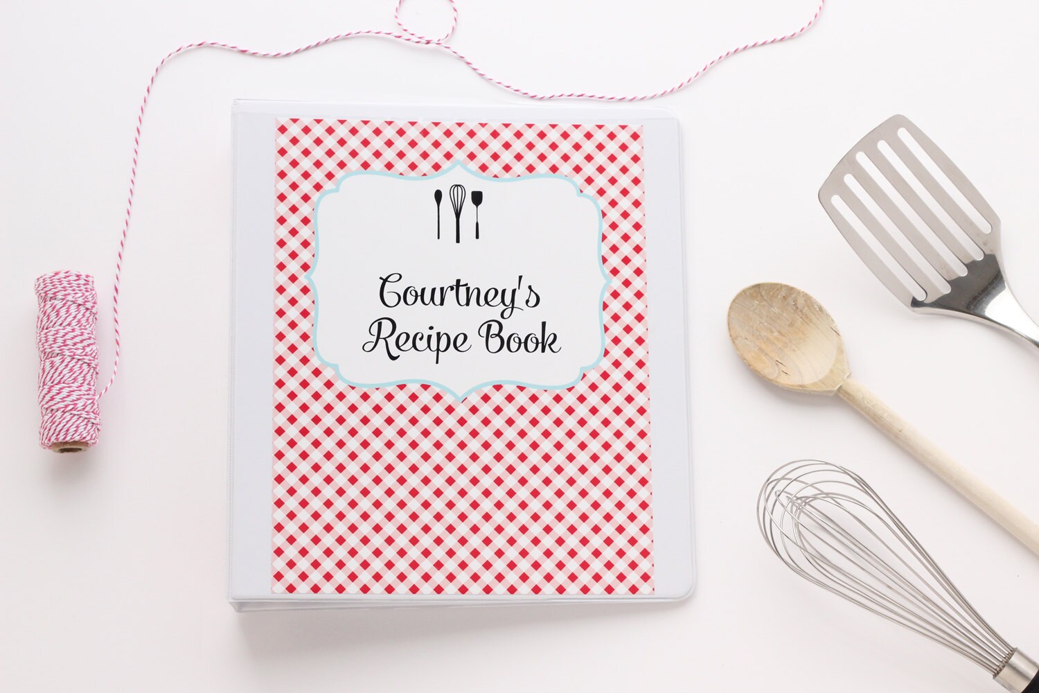 Recipe Book in Red Gingham Printable Recipe Binder INSTANT | Etsy