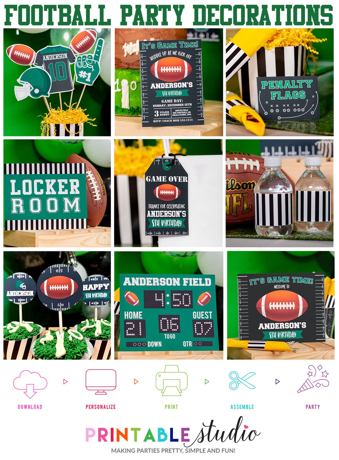 Football Party Decorations Instant Download Football - Etsy