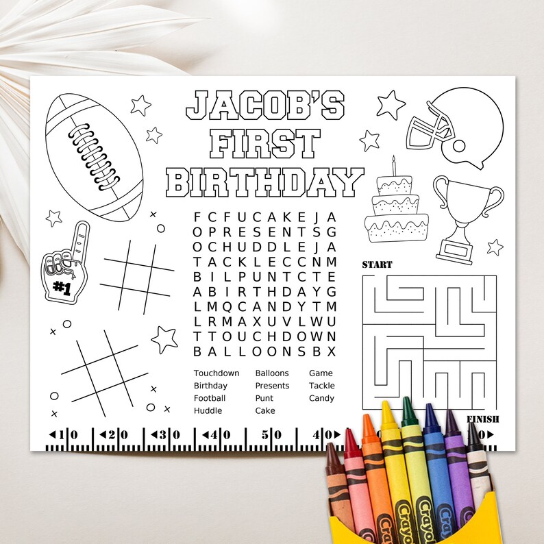 Football Party Coloring Page Football Placemat Football Activity Page ...