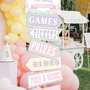 Pastel Carnival Directional Signs Carnival Birthday Signs Carnival ...