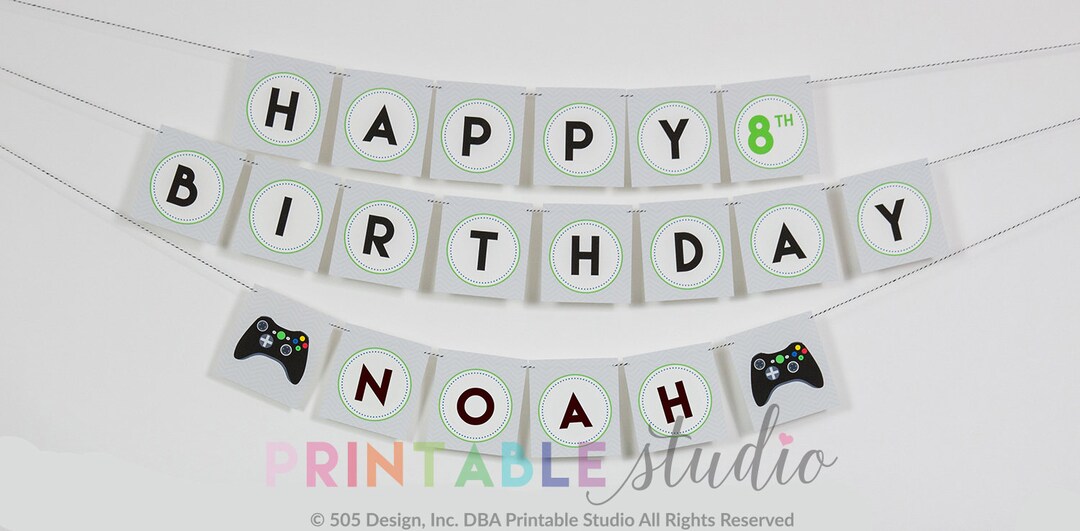 Video Game Birthday Banner Instant Download Gamer Party Banner Video ...