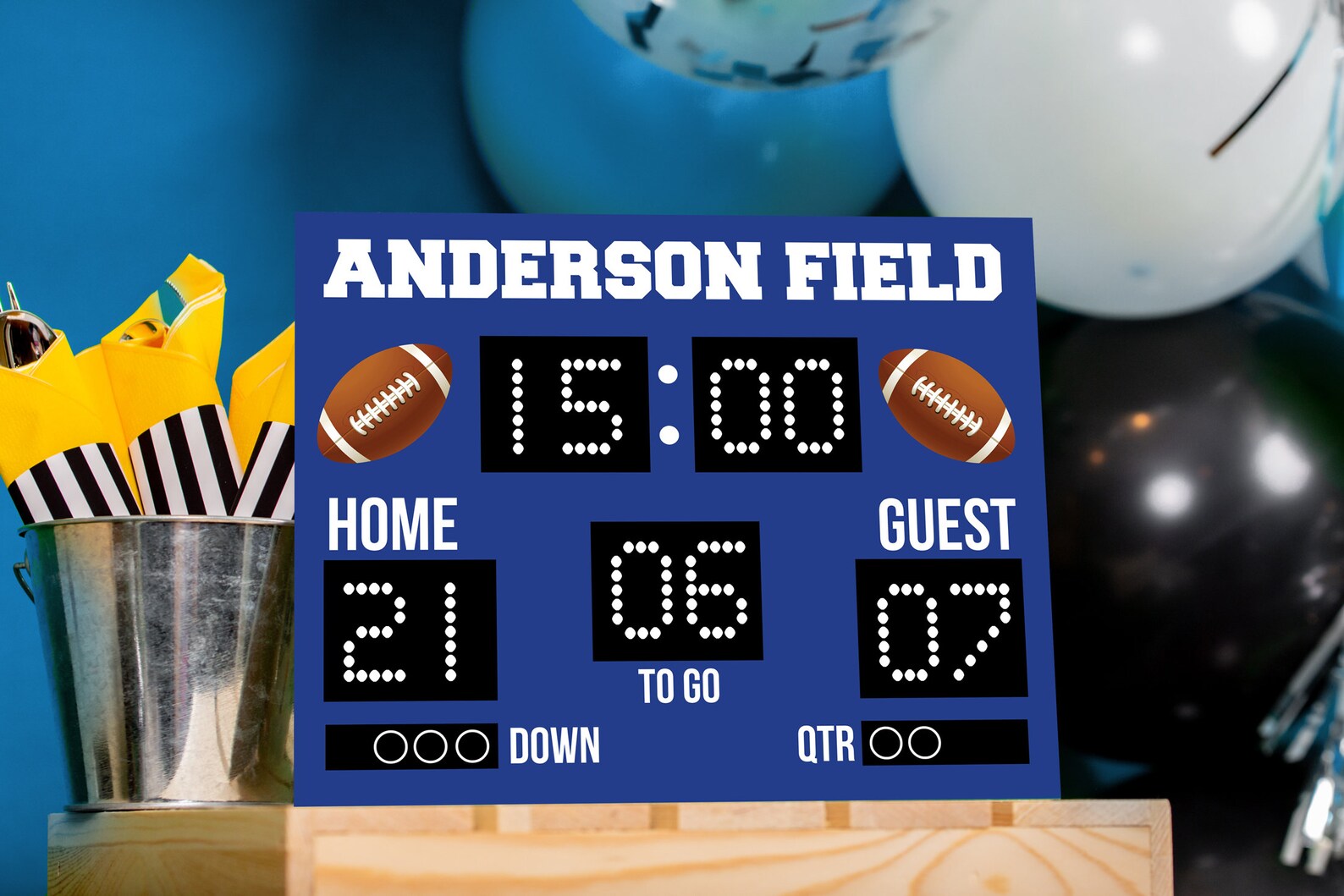 Blue Football Party Decorations Instant Download Football - Etsy