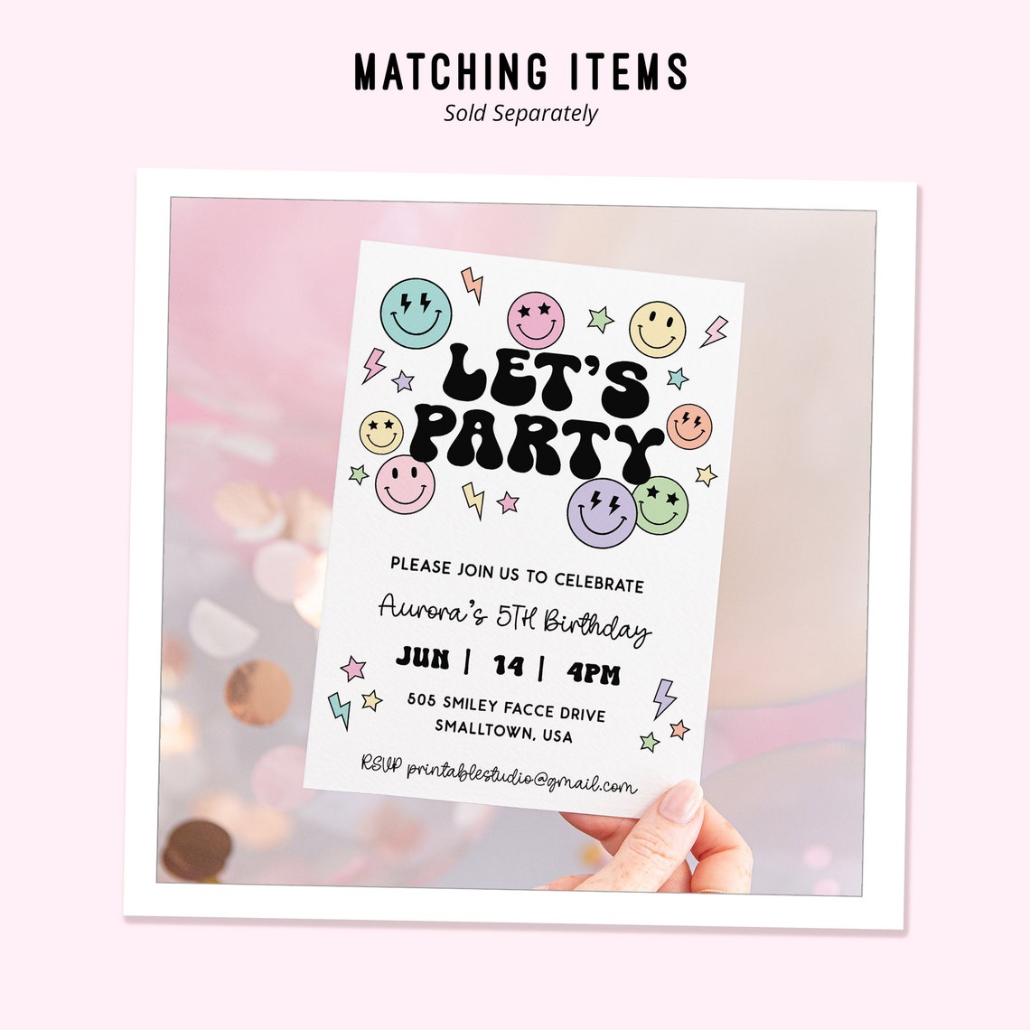 Smiley Face Birthday Party Sign, Pink Smiley Face Welcome Sign, Pastel ...