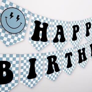 One Happy Dude Birthday Banner in Blue, Printable One Happy Dude ...