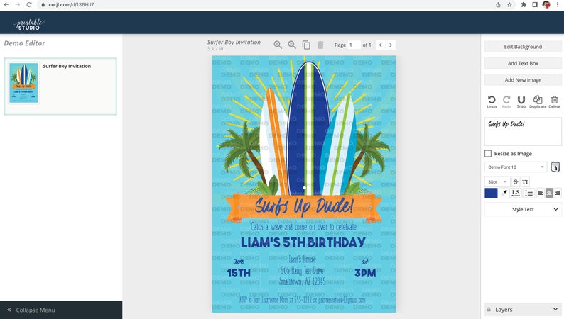 Surfing Invitation Surf's up Invitation Instant - Etsy