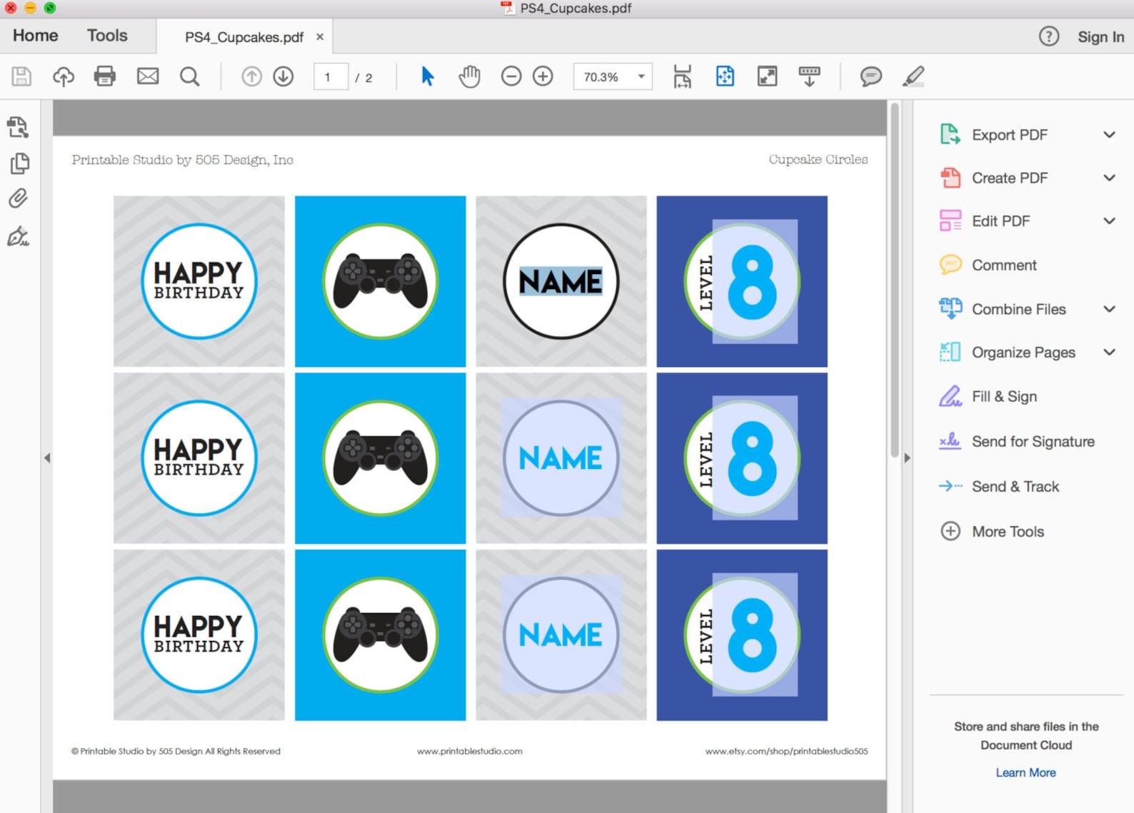 Blue Video Game Party Cupcake Topper Printable Video Game | Etsy