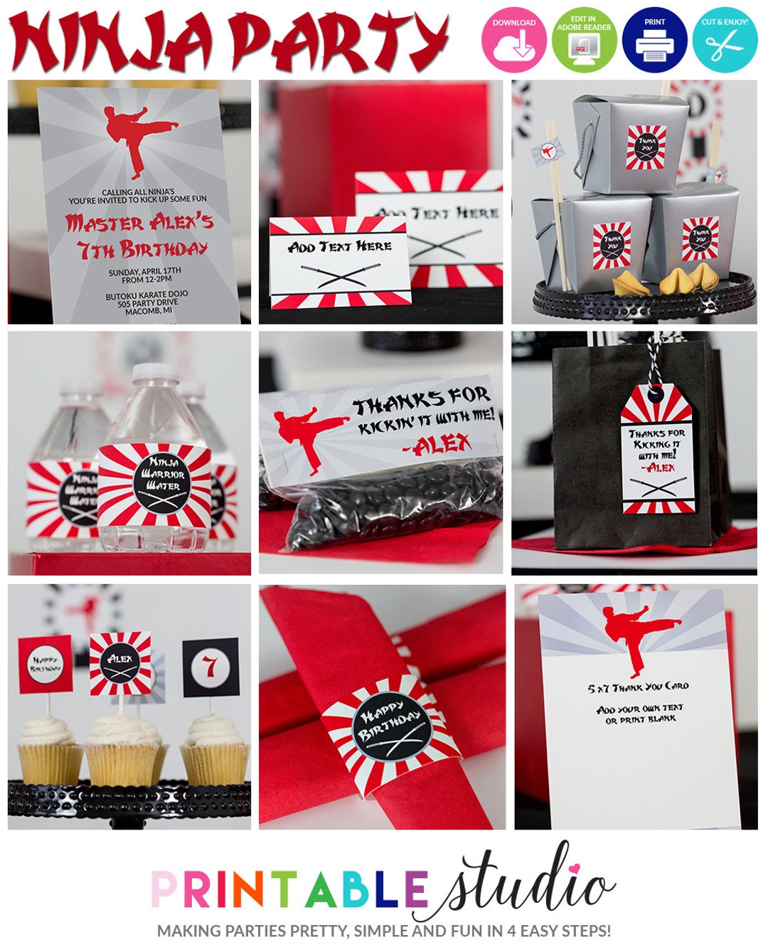 Ninja Birthday Party Decorations Karate Party Decorations Printable ...