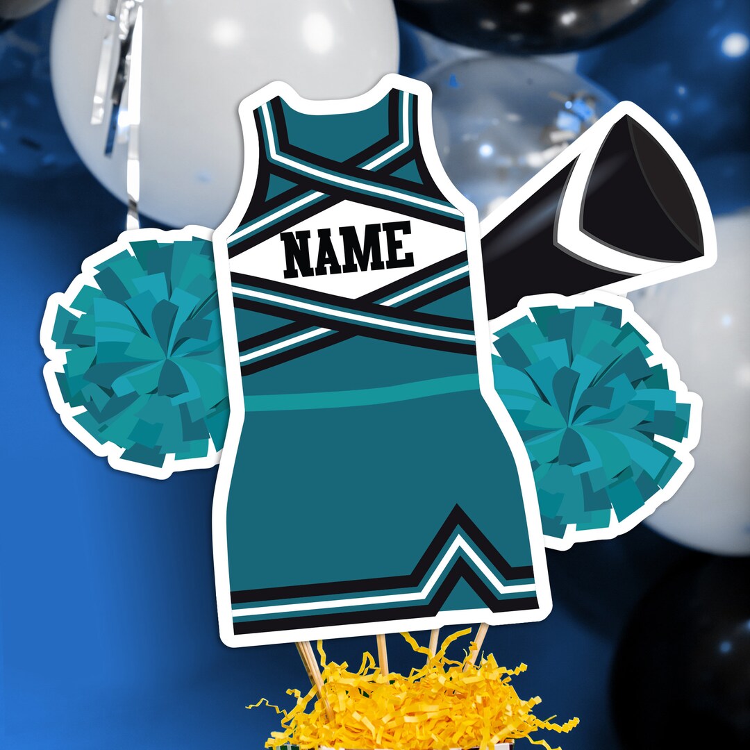 Cheerleading Centerpieces in Teal Black Printable Cheer Centerpieces ...