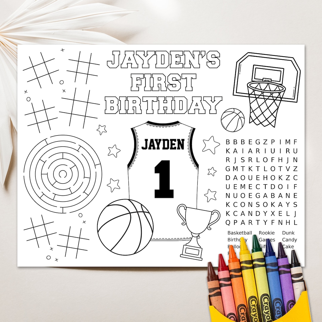 Basketball Coloring Page Basketball Placemat Basketball Activity Page ...