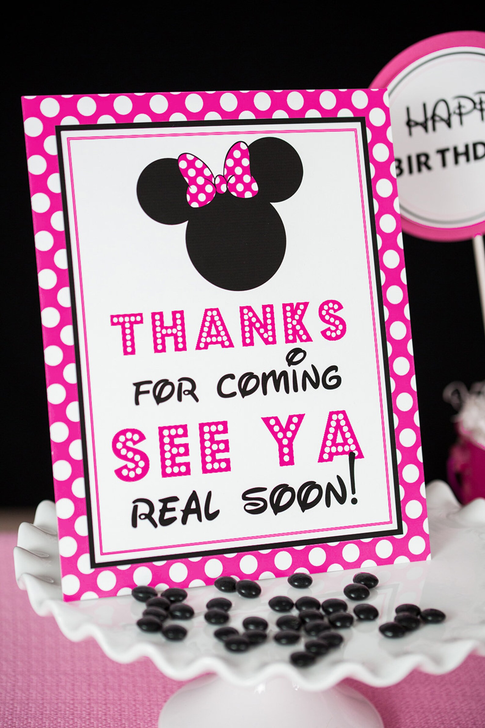 Hot Pink Minnie Mouse Party Signs Instant Download Bright Pink Minnie ...