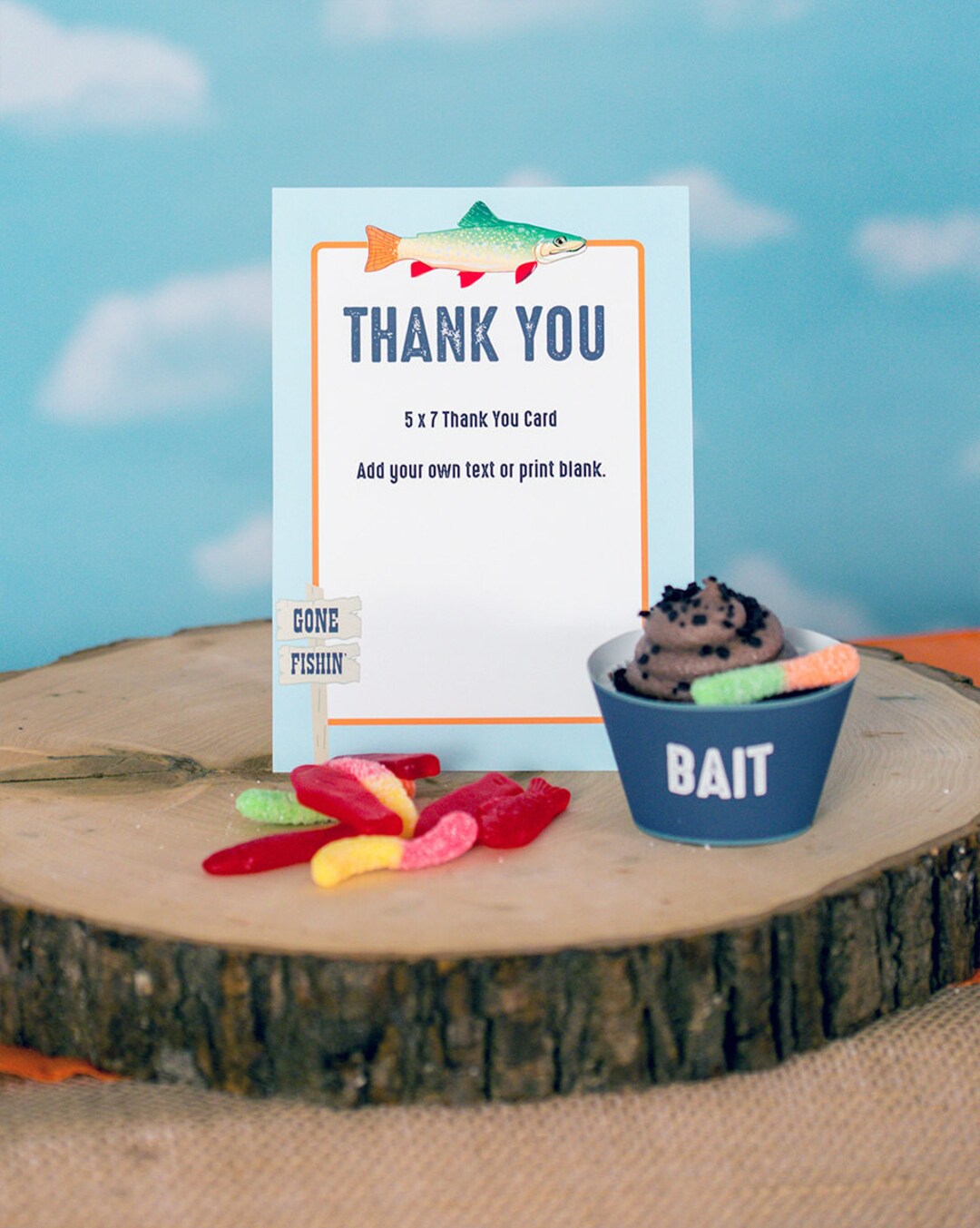 Fishing Party Thank You Card Instant Download Thank You Card - Etsy