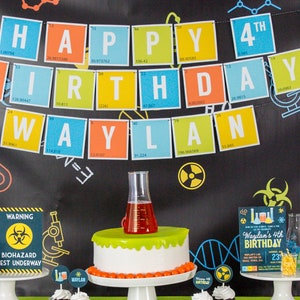 Science Party Backdrop in Blue - Printable Science Step and Repeat ...