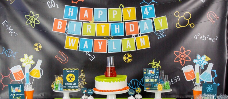 Science Party Backdrop in Blue Printable Science Step and - Etsy