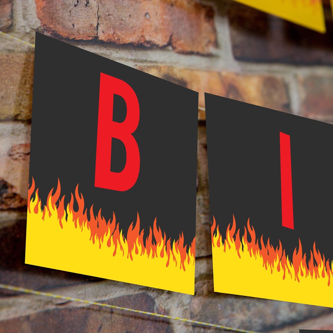 Firefighter Birthday Banner, Instant Download Fireman Happy Birthday ...