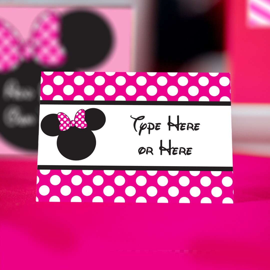 Pink Minnie Mouse Food Labels INSTANT DOWNLOAD - Bright Pink Minnie ...