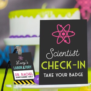 Scientist Check-in Sign in Pink Printable Science Party Sign Girls ...