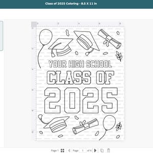 Editable Graduation Coloring Pages: Class of 2025 (digital Download) - Etsy
