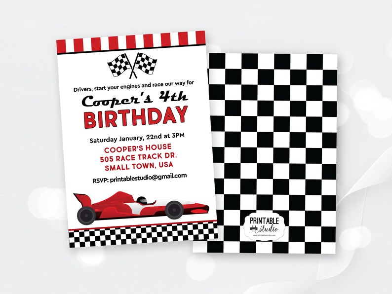 Race Car Birthday Invitation Red Race Car Invitation Printable - Etsy