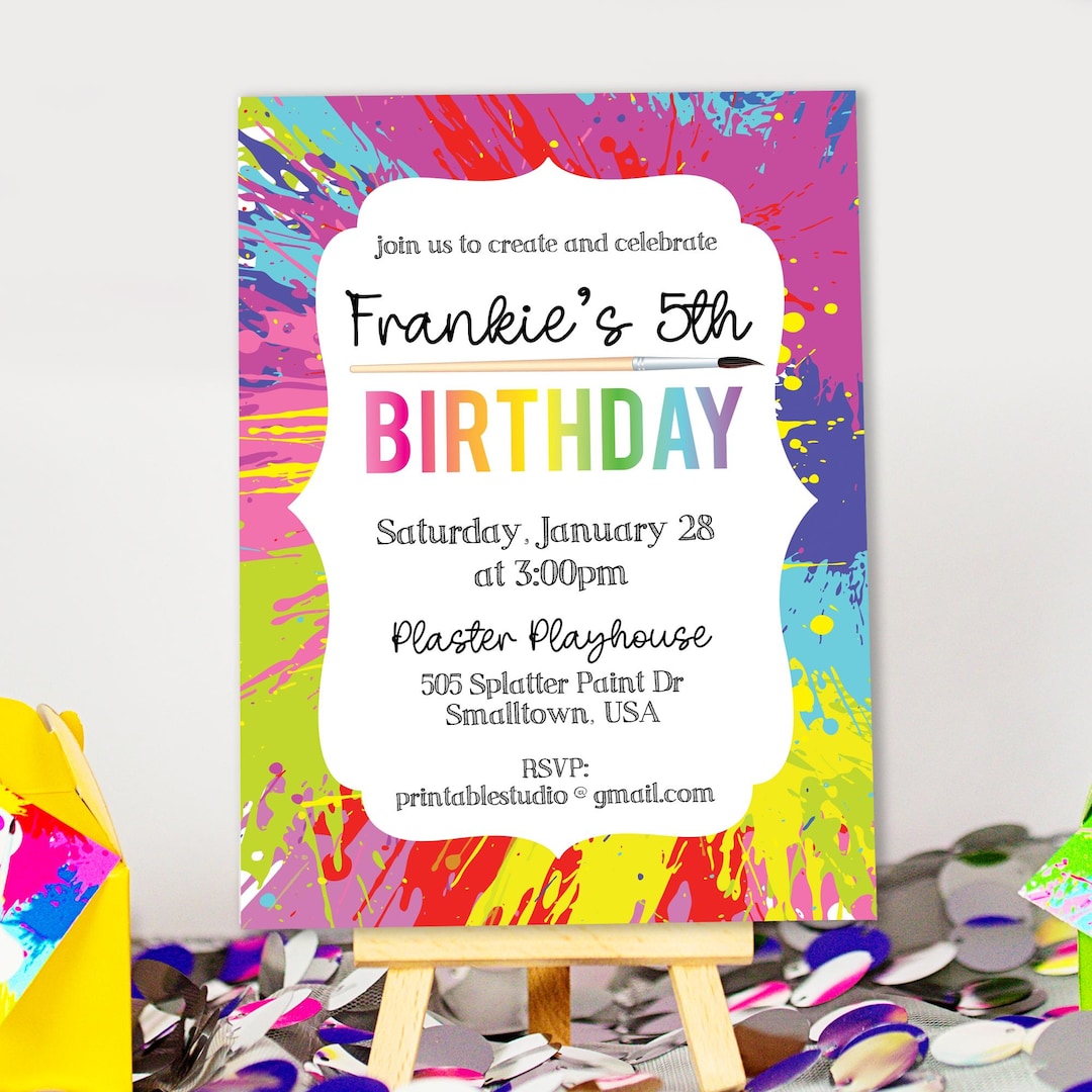Painting Birthday Invitation, Art Party Invitation Instant Download ...