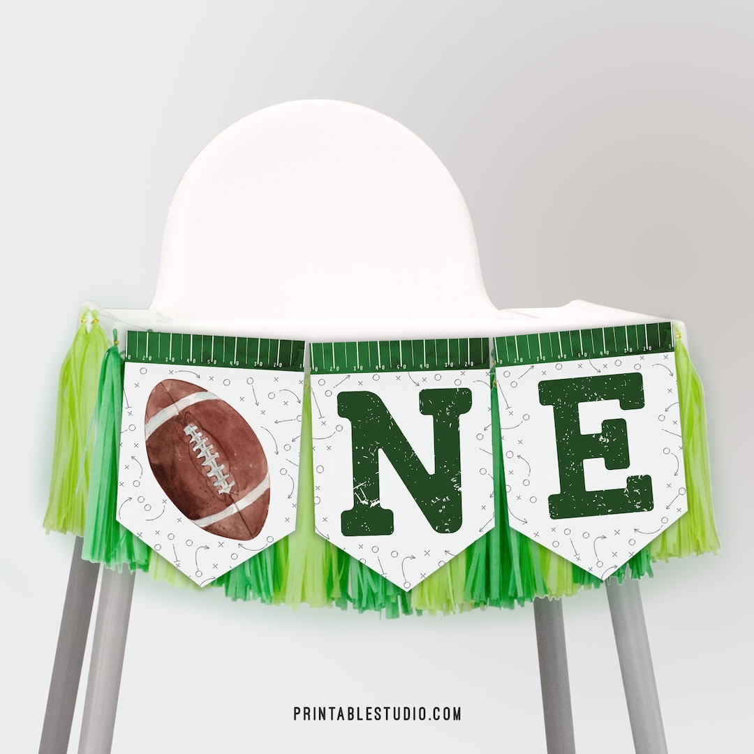 First Birthday Football ONE Banner, Printable ONE Football Banner ...