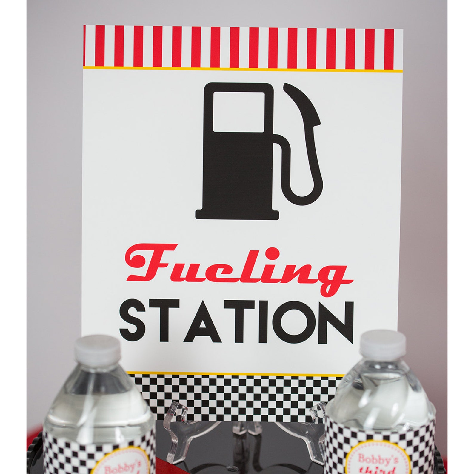 Fueling Station Sign Printable Race Car Party Fueling Station Sign Red ...