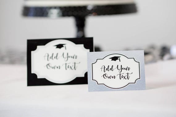 Graduation Party Food Labels INSTANT DOWNLOAD - Silver Black Graduation ...
