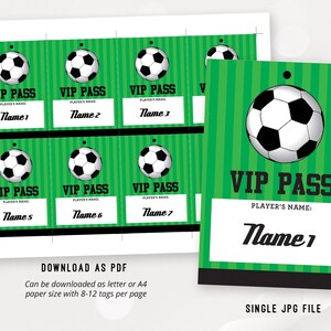 Soccer VIP Pass, Printable Soccer VIP Badge, Editable VIP Soccer Badge ...