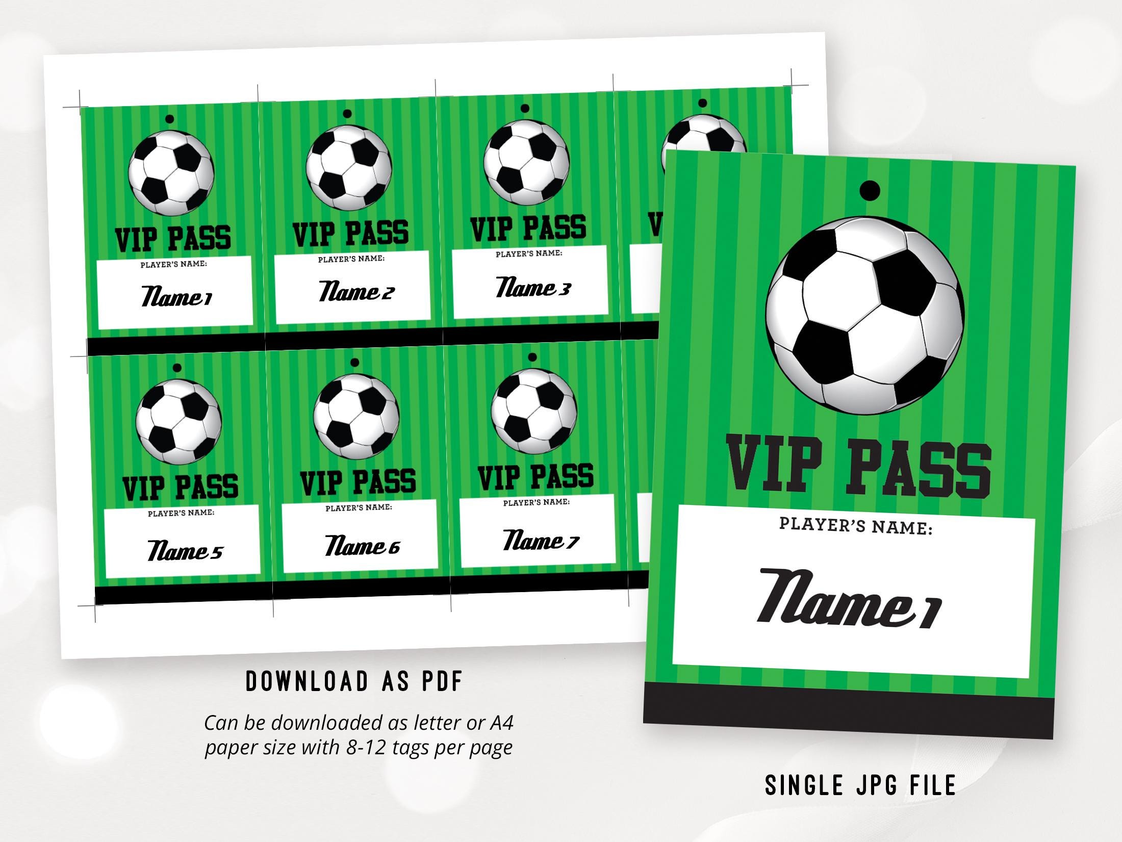 Soccer VIP Pass, Printable Soccer VIP Badge, Editable VIP Soccer Badge ...