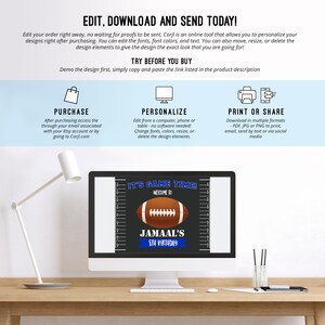 Football Party Signs in Blue Instant Download Football Birthday Party ...