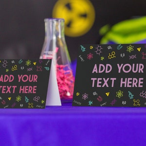 Science Party Food Labels in Pink - Science Buffet Table Signs ...