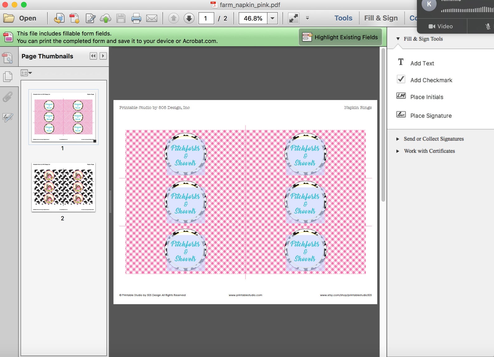 Farm Party Napkin Ring Printable Silverware Wrapper for Farm - Etsy