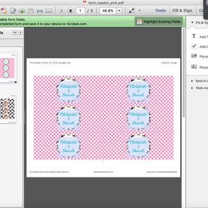 Farm Party Napkin Ring Printable Silverware Wrapper for Farm | Etsy