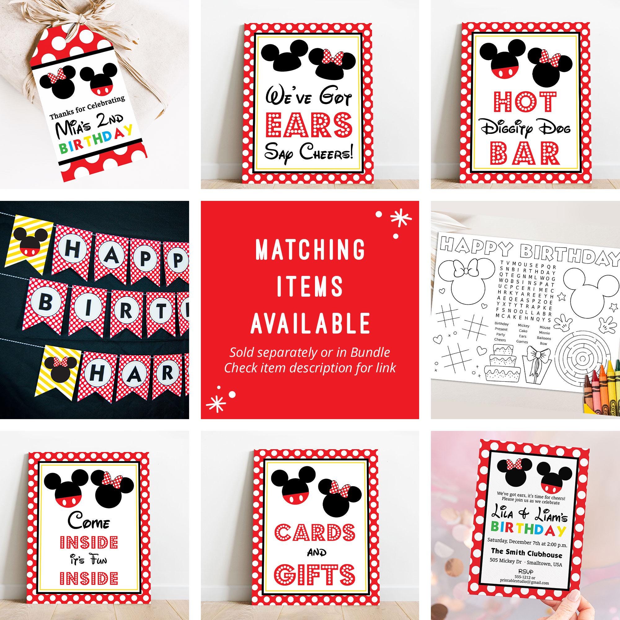 Mickey and Minnie Mouse Party Signs - Instant Download Mickey Minnie ...