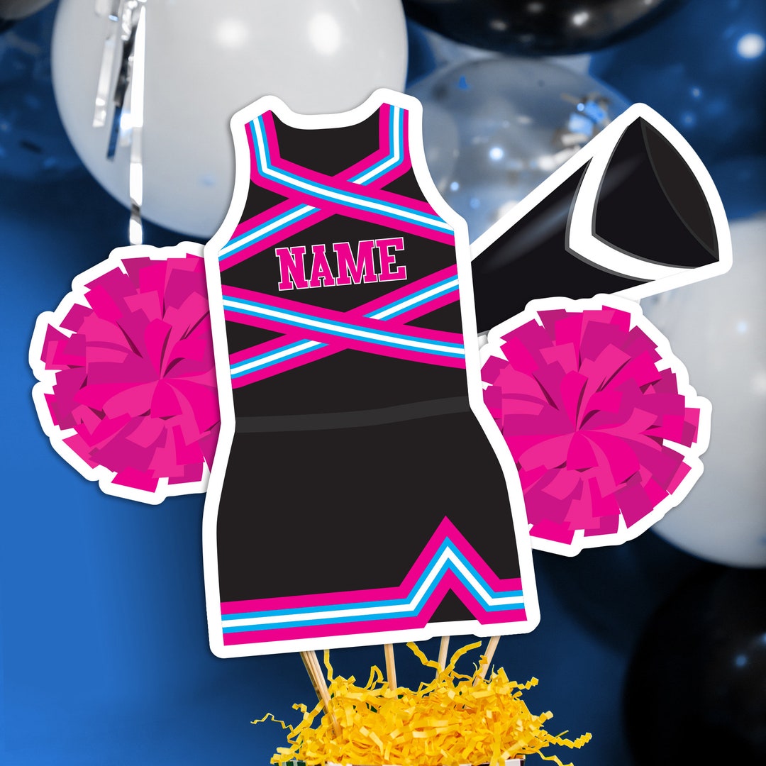 Cheerleading Centerpieces in Black Pink Printable Cheer Centerpieces ...