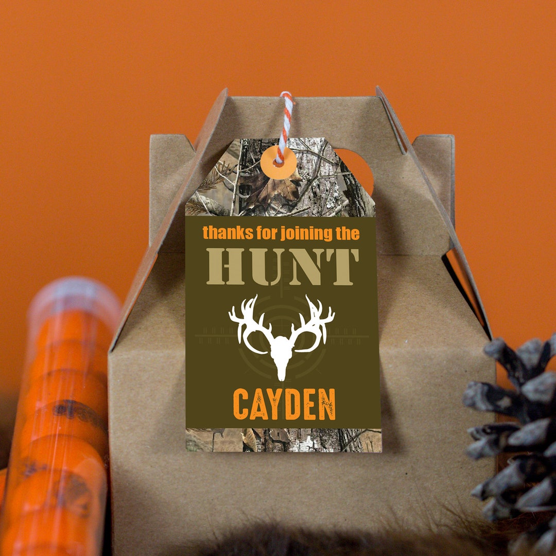 Hunting Party Favor Tags, Printable Hunting Favor Tags, Camo Print ...