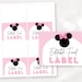 Editable Minnie Food Labels, Modern Minnie Mouse Party Labels, Modern ...