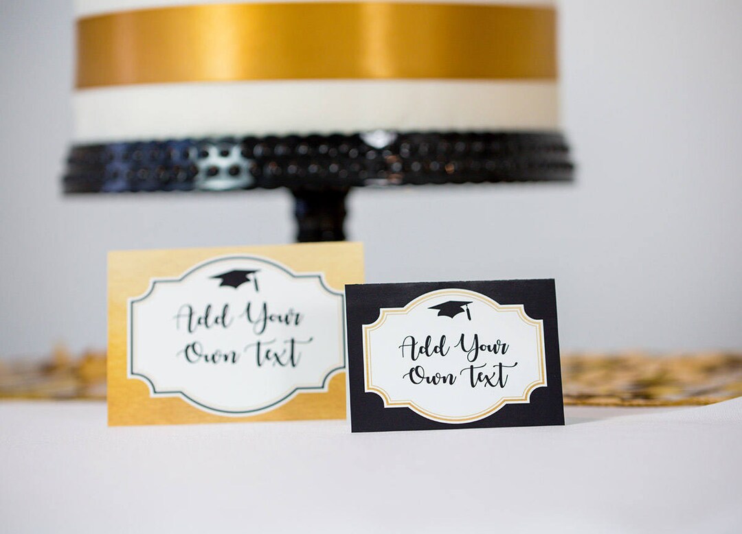 Graduation Party Food Labels INSTANT DOWNLOAD - Gold Black Graduation ...