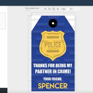 Police Badge Favor Tags - Printable Policeman Party Favor Tags - Police ...