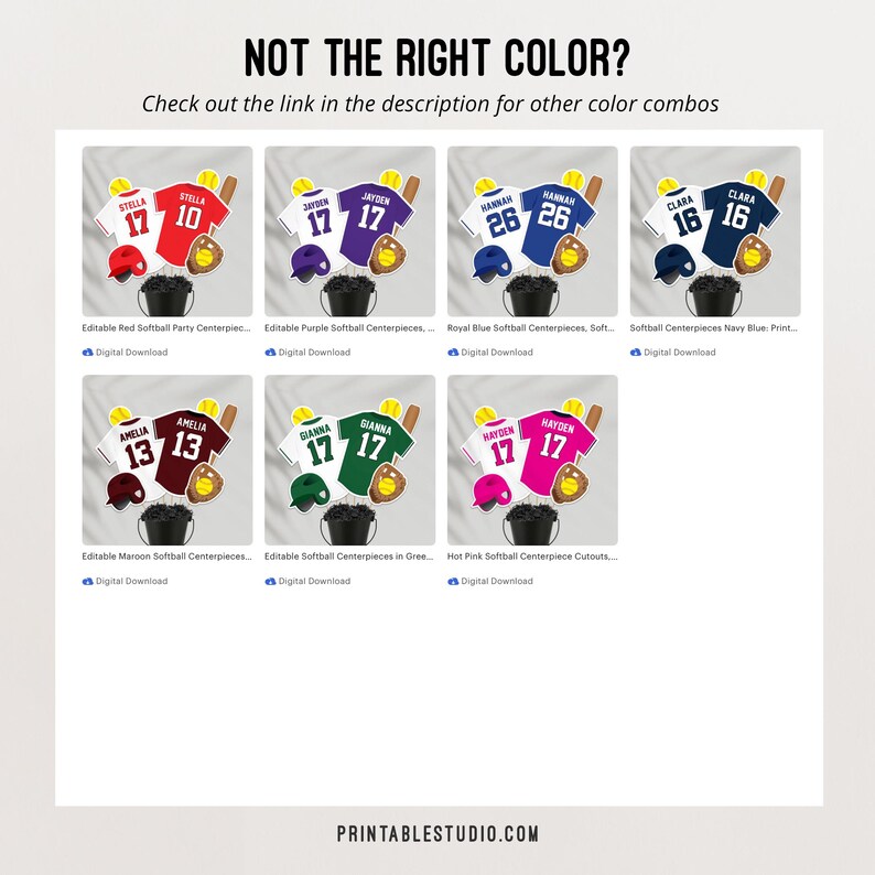 Pink Softball Centerpiece Cutouts, Printable Team Banquet Decorations ...