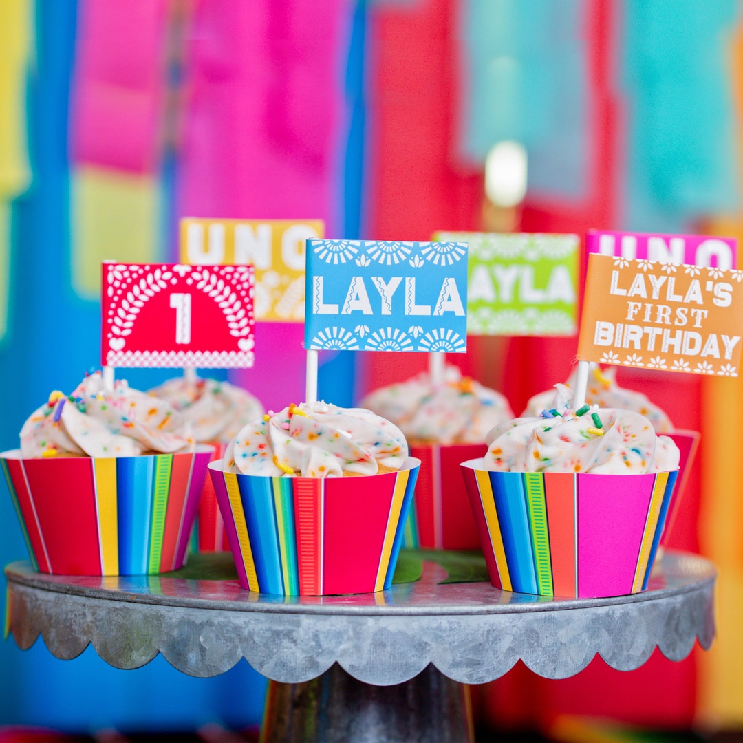 Fiesta Cupcakes - Printable Fiesta Theme Cupcake Toppers - Instant ...
