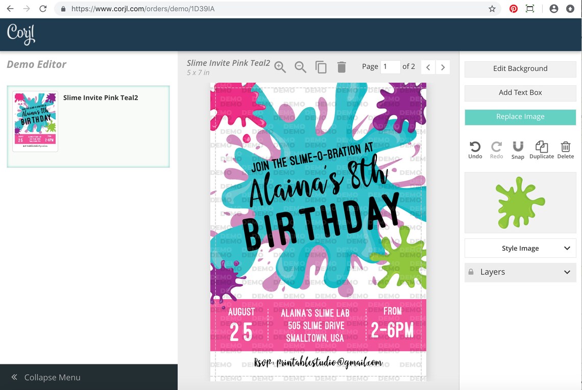 Slime Invitation Printable Slime Birthday Party Invitation - Etsy