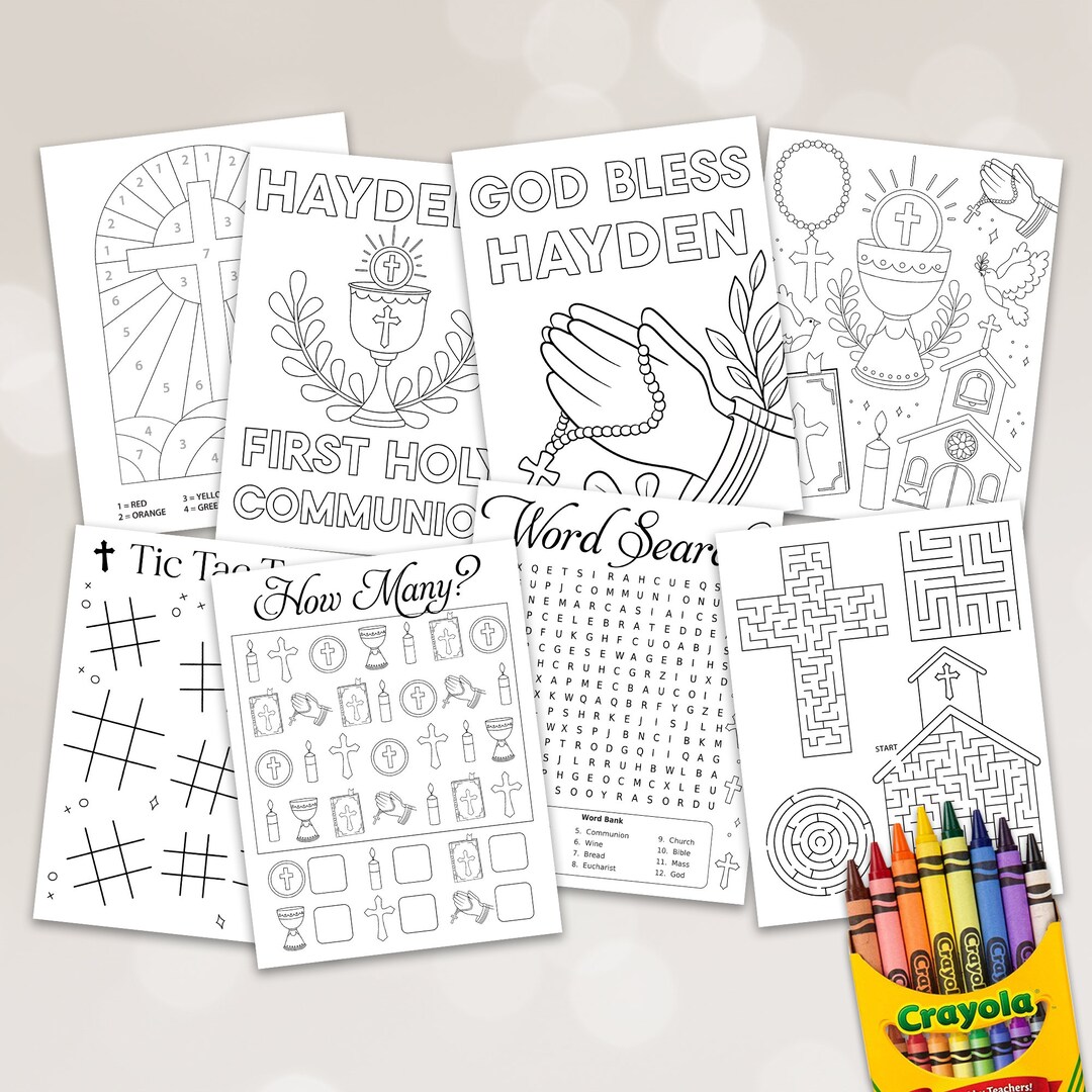 First Communion Coloring Book Printable, First Communion Activity Page ...