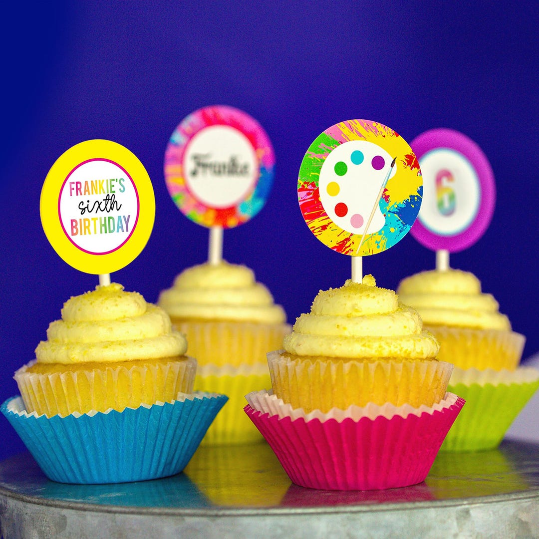 Art Party Cupcake Topper - Printable Painting Party Cupcake Toppers ...