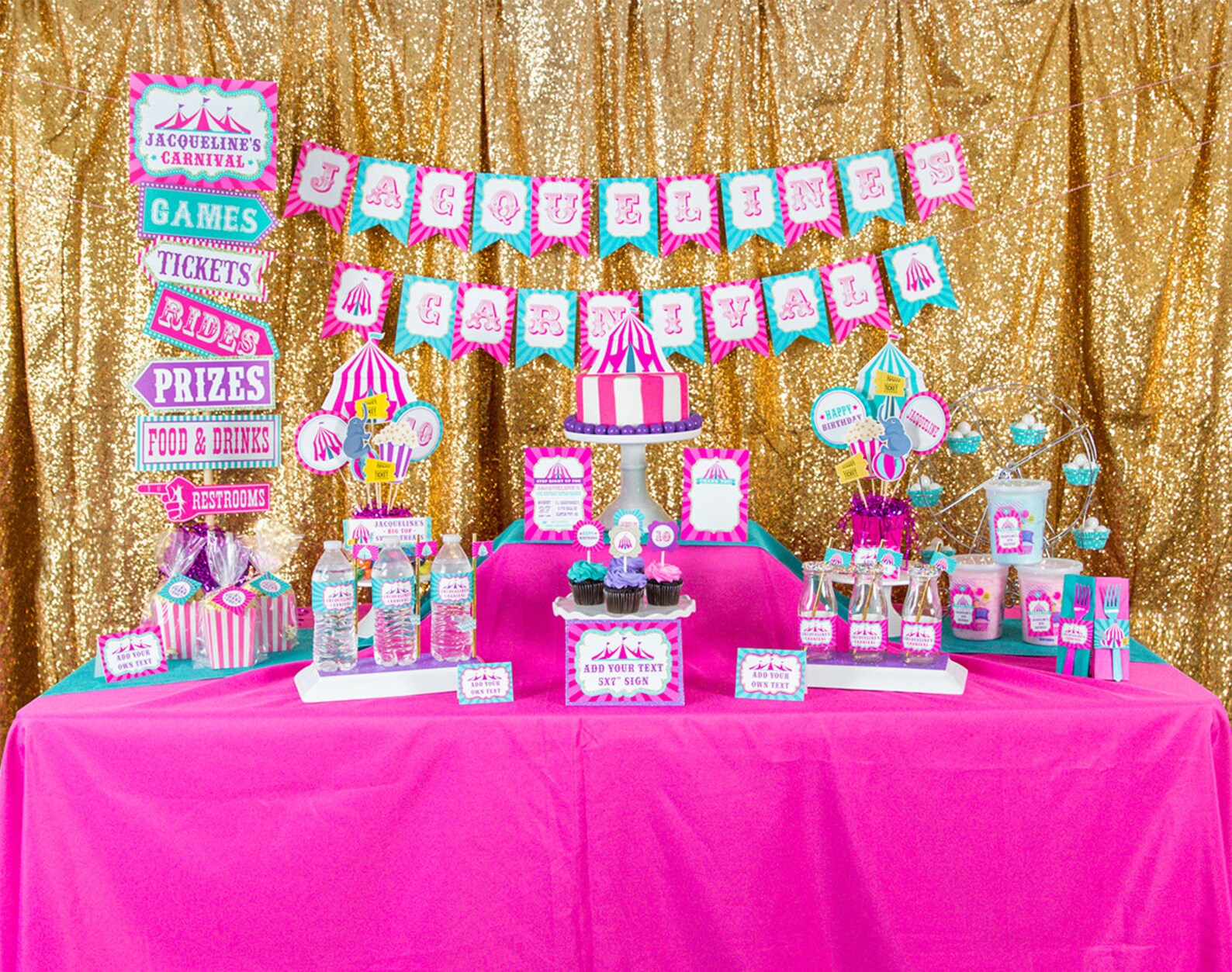 Carnival Theme Party Decorations in Pink Printable Carnival - Etsy