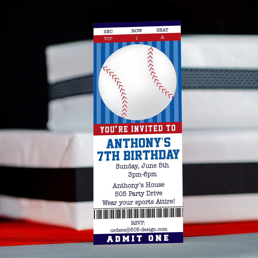 Baseball Party Ticket Invitation Instant Download Printable Baseball ...