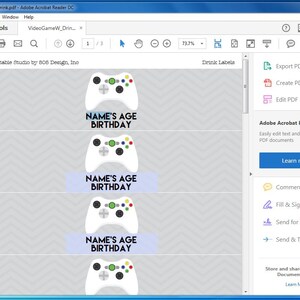 Video Game Party Printable Drink Labels Video Game Water Bottle Label ...