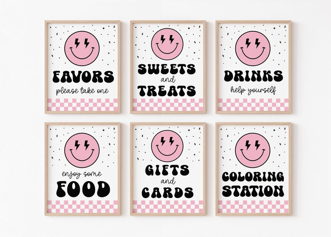 Editable Happy Girl Birthday Signs Bundle, Instant Download Pink One ...