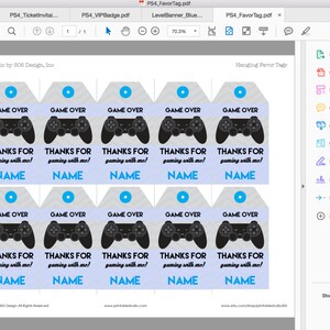 Video Game Favor Tag With Black Controller Printable Video Game Party ...